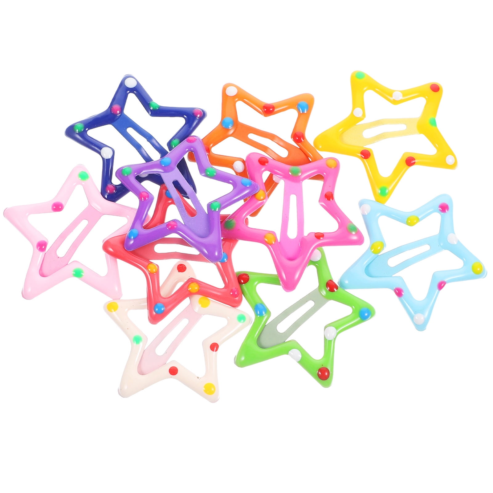 HONMEET 10Pcs Metal Star Snap Hair Clips For Children In Assorted Color ...