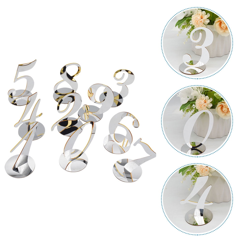 HONMEET 10Pcs Table Number Signs Silver Square Acrylic for Wedding and ...
