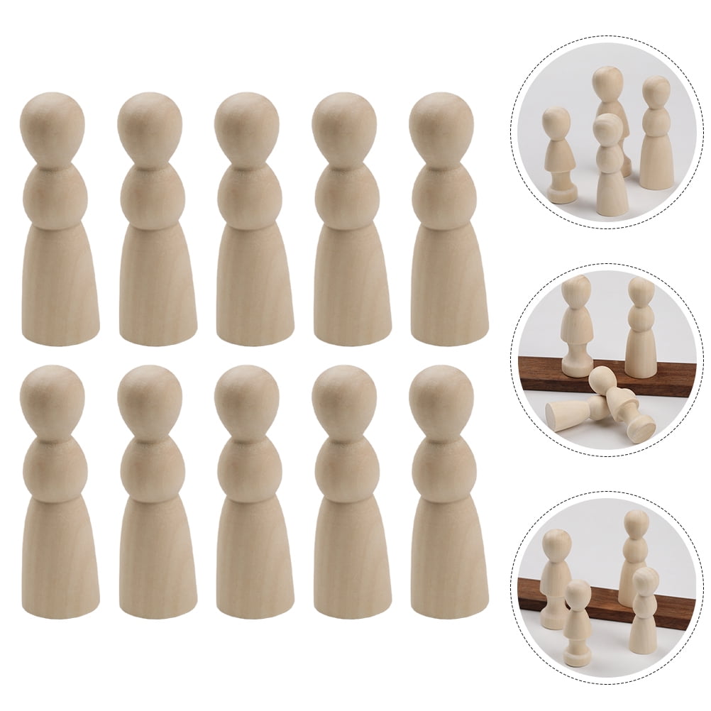 HONMEET Wood Peg Doll Craft Khaki For Diy Projects 10Pcs 2.4X0.8X0.8In ...