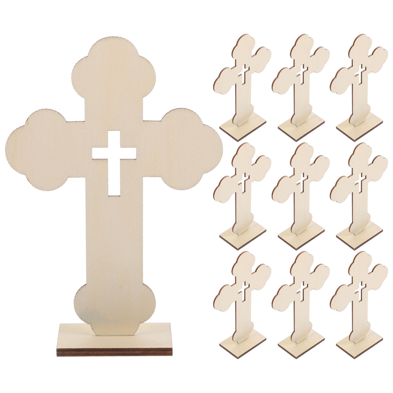 HONMEET Standing Cross Desk Adornment Wooden Home Decor 10Pcs 6.3X4.3X1 ...