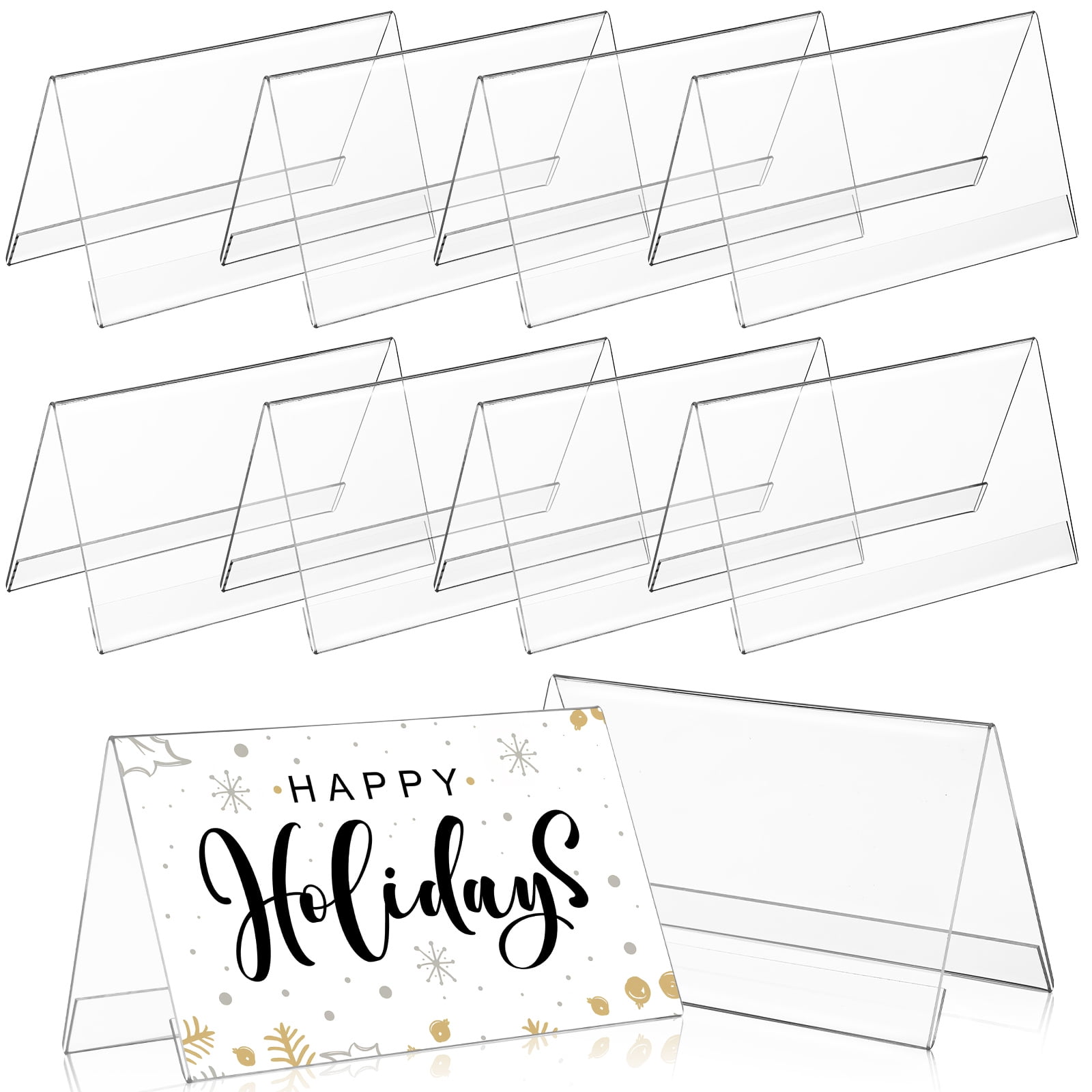 HONMEET 10 Pcs Transparent Acrylic Name Holders V-Shaped Table Display ...