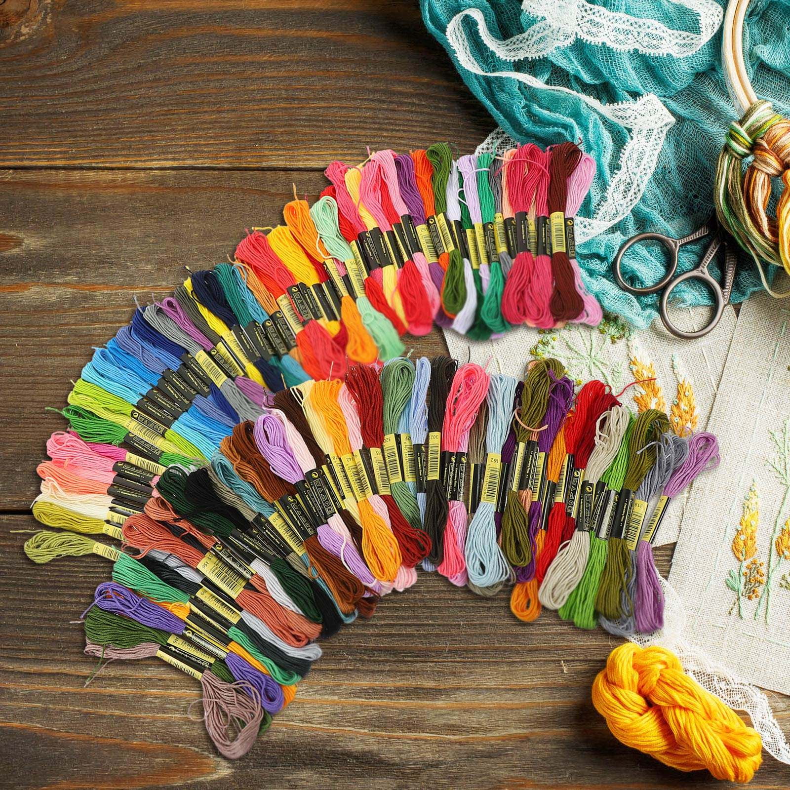 HONMEET 124Pcs Embroidery Thread Set for Handcraft and Cross-stitching ...