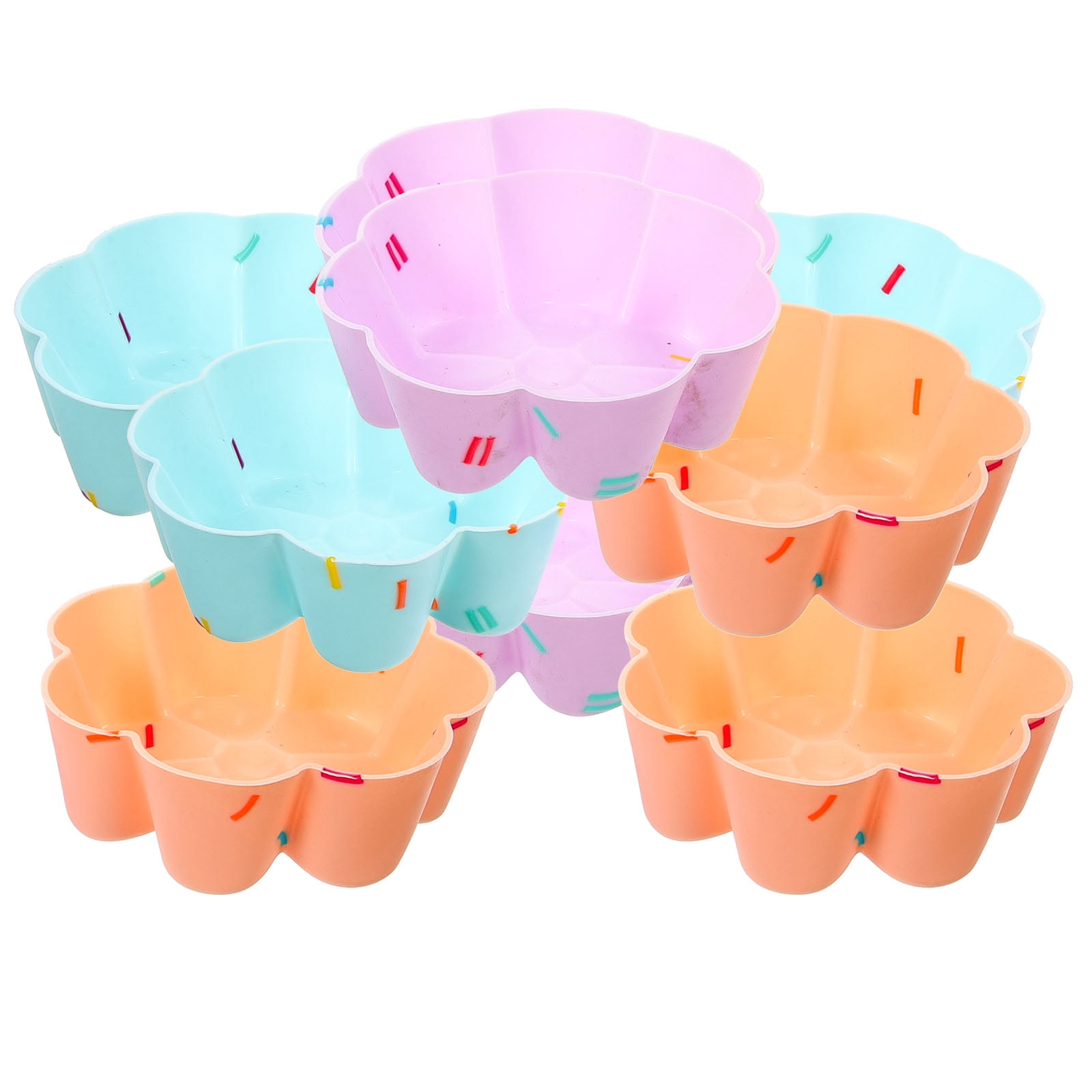HONMEET 12Pcs Baking Molds Flower Shape Silicone Cupcake Tools Non ...