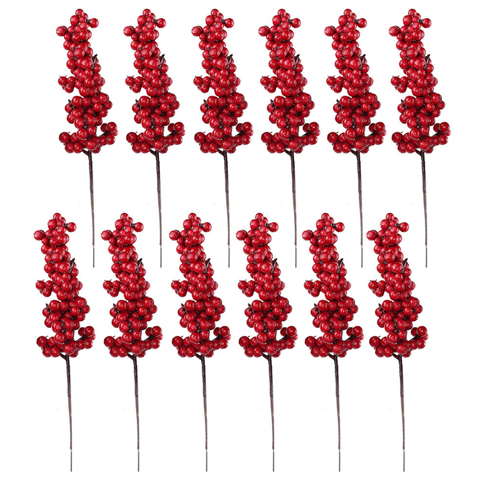 HONMEET 12Pcs Fake Red Berry Stem Picks for Wedding and Anniversary ...
