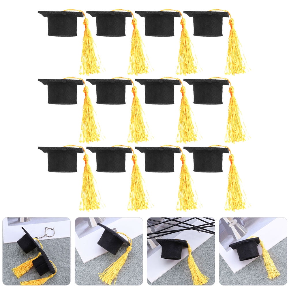 HONMEET Grad Cap Toppers Yellow Nonwovens 12pcs 2.2x2.2x1.3in - Walmart.com