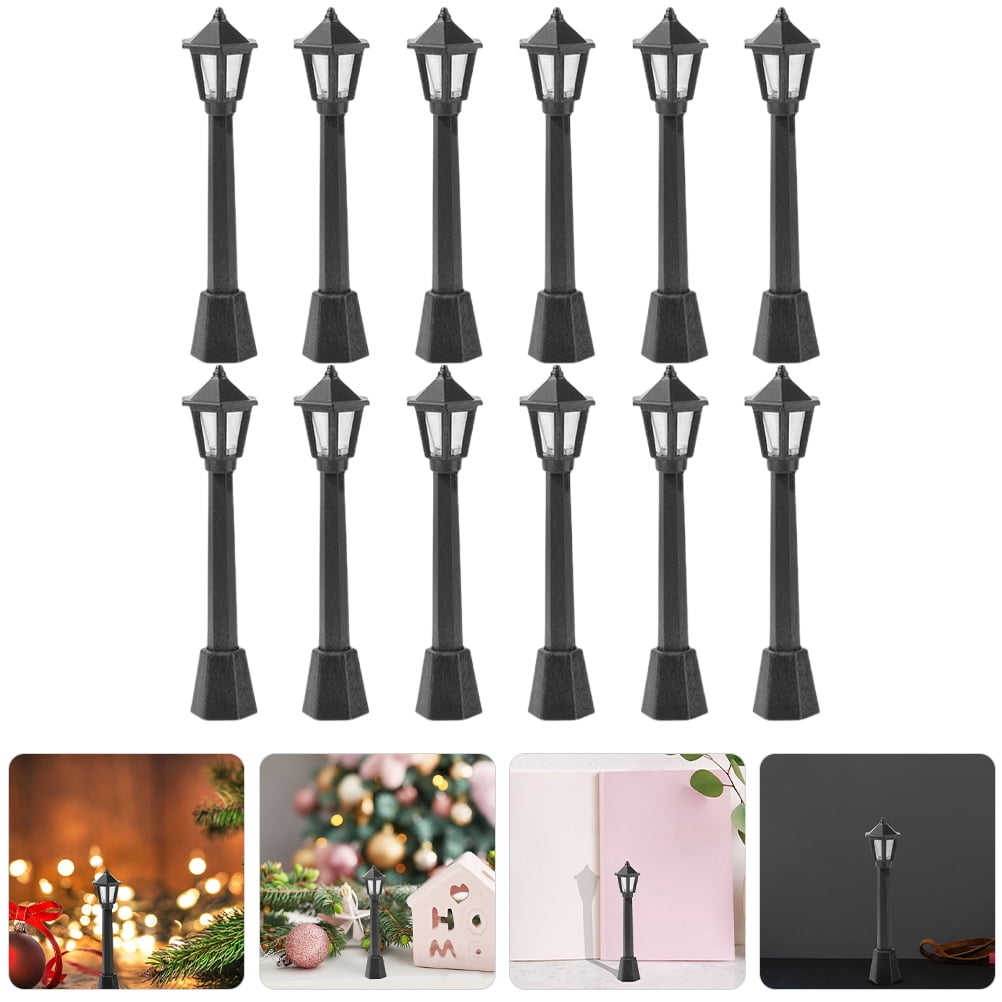 HONMEET Model Street Lamp Miniature Street Lights Black Plastic 12Pcs 3 ...