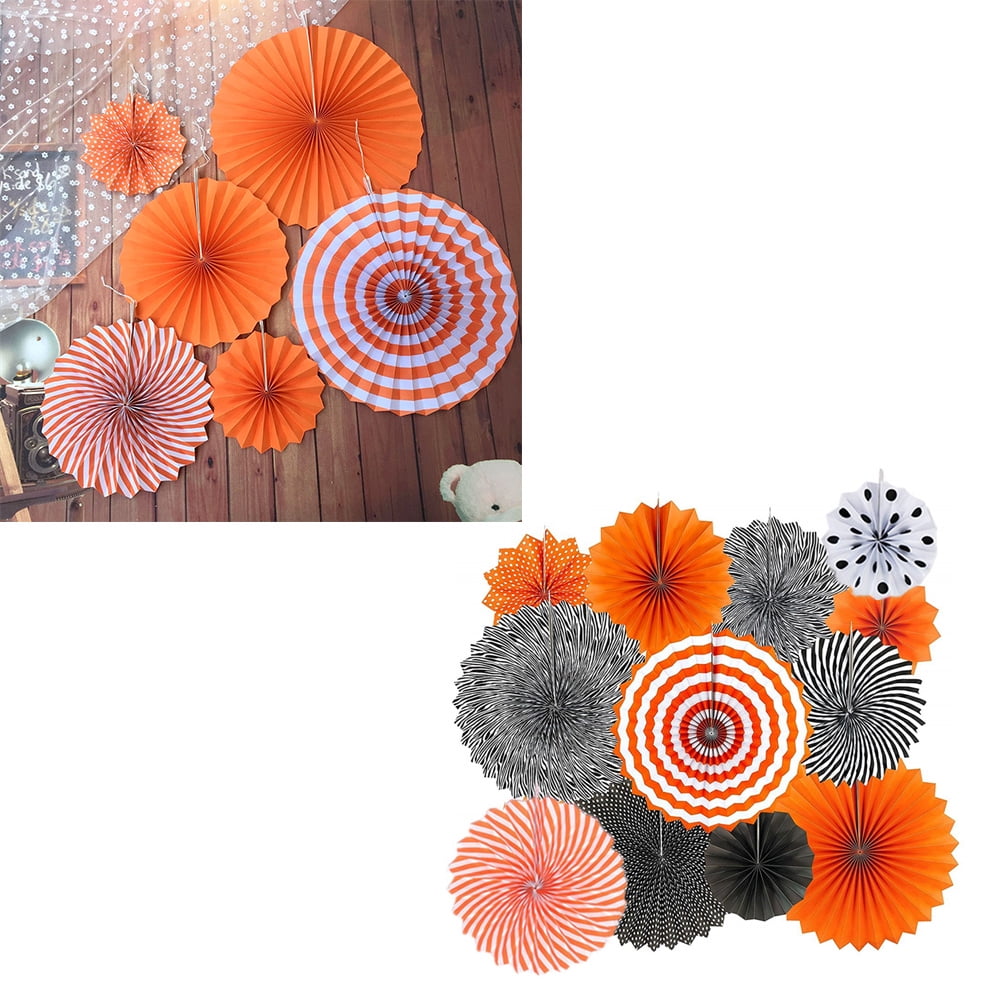 HONMEET 12Pcs Paper Flower Fans for Party Decorations in Orange and ...