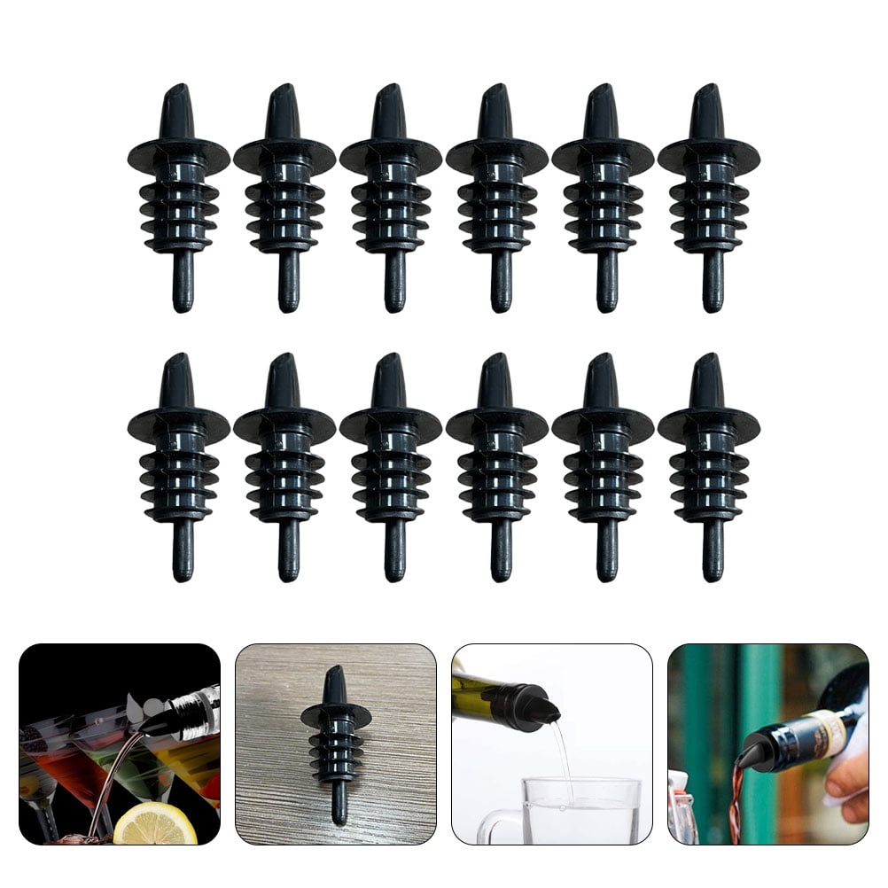 HONMEET 12Pcs Plastic Bottle Stopper Set Black PVC For Bar Use ...