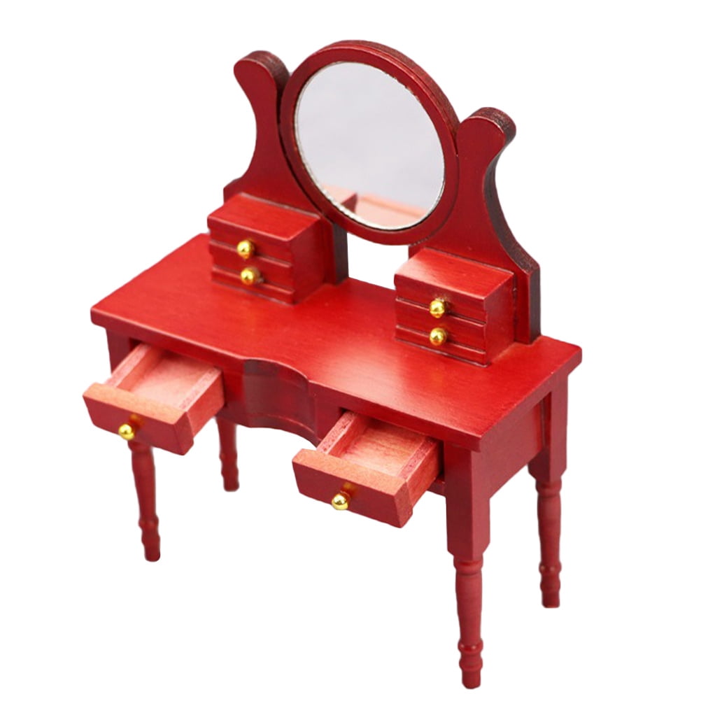 HONMEET Mini Miniature Toy Furnishing Wood Mini Dressing Table 1Pack ...
