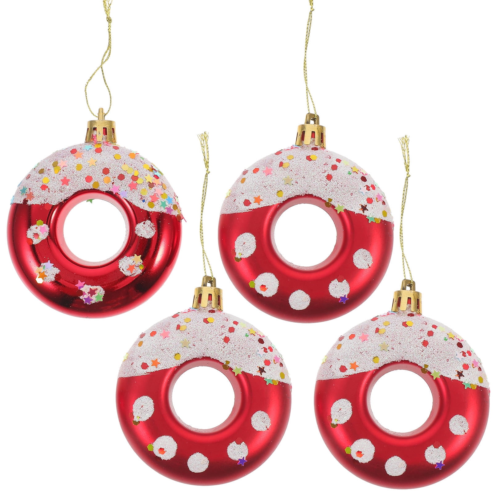 HONMEET 16Pack Donut Decor Red Plastic Realistic Dessert Hanging ...