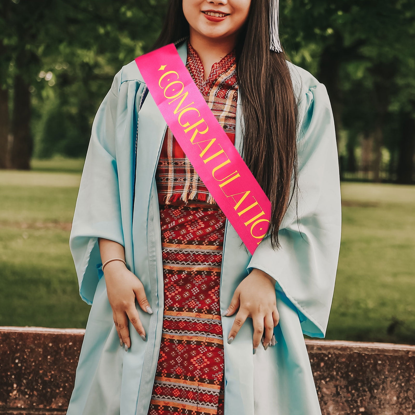 HONMEET 1PC Congratulations Sash for Graduates Multi Rose Gold Text on ...