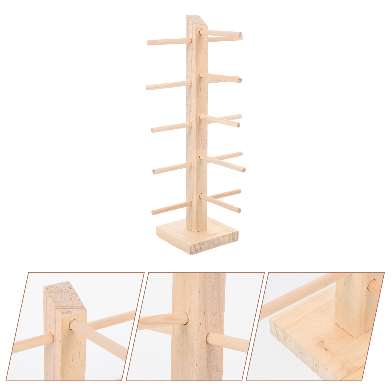 HONMEET 1Pack Display Rack Design Khaki Wood Sunglasses Organizer for ...