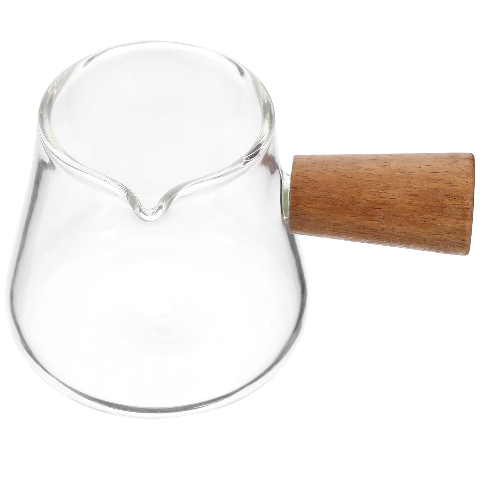 HONMEET Glass Coffee Creamer Pitcher with Wood Handle Simple and ...