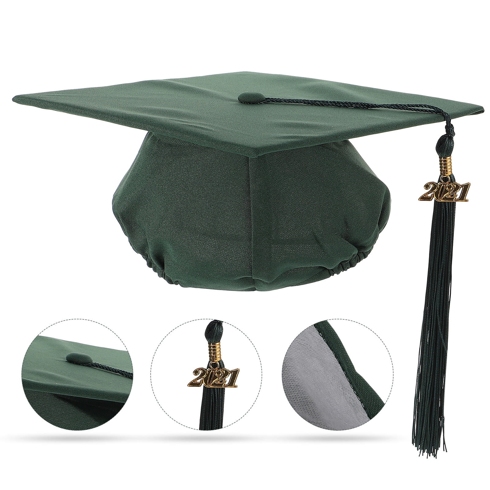 HONMEET 1Pack Graduation Cap Green Woven Fabric Square Shape Tassel ...