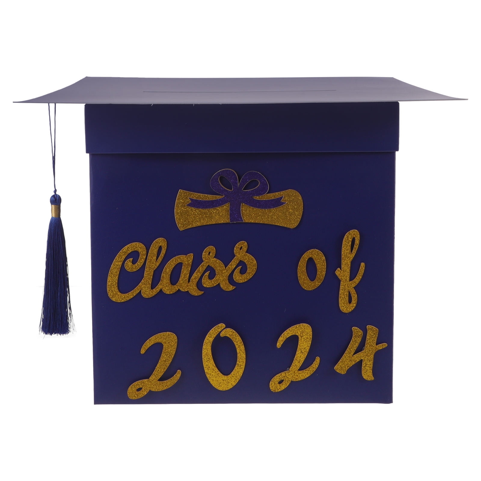 HONMEET Graduation Greeting Card Box Blue Paper 1Set Grad Cap Shape ...
