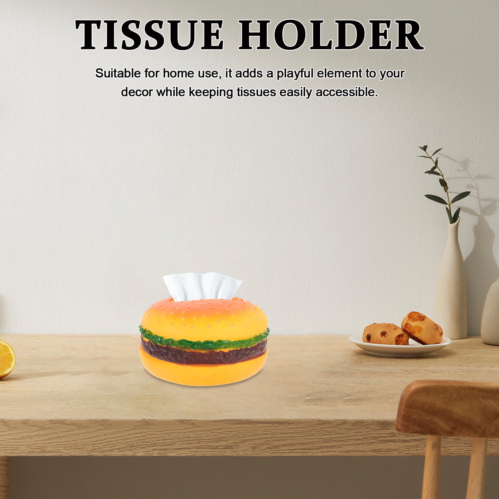 HONMEET Hamburger Tissue Box Cover Orange 1Pack 7.07x7.07x3.14in ...