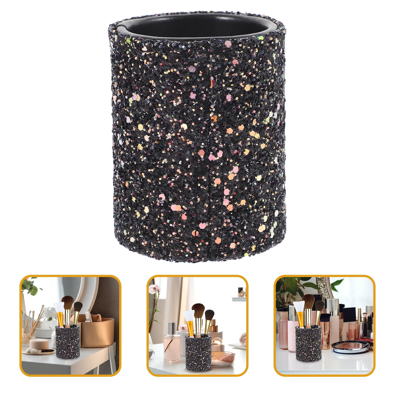 HONMEET Decorative Makeup Brush Bucket Square Water-Resistant Storage ...