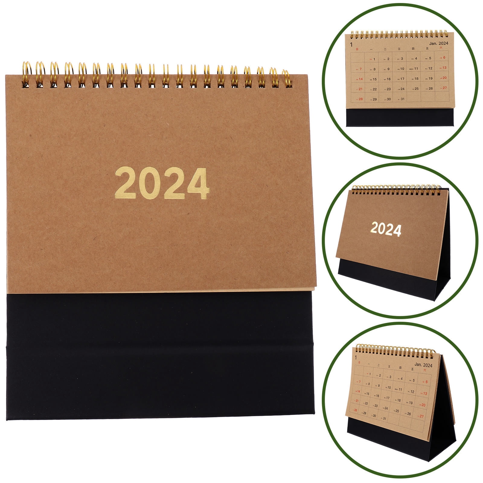 HONMEET Light Brown Paper Minimalist Style Monthly Desk Calendar for ...