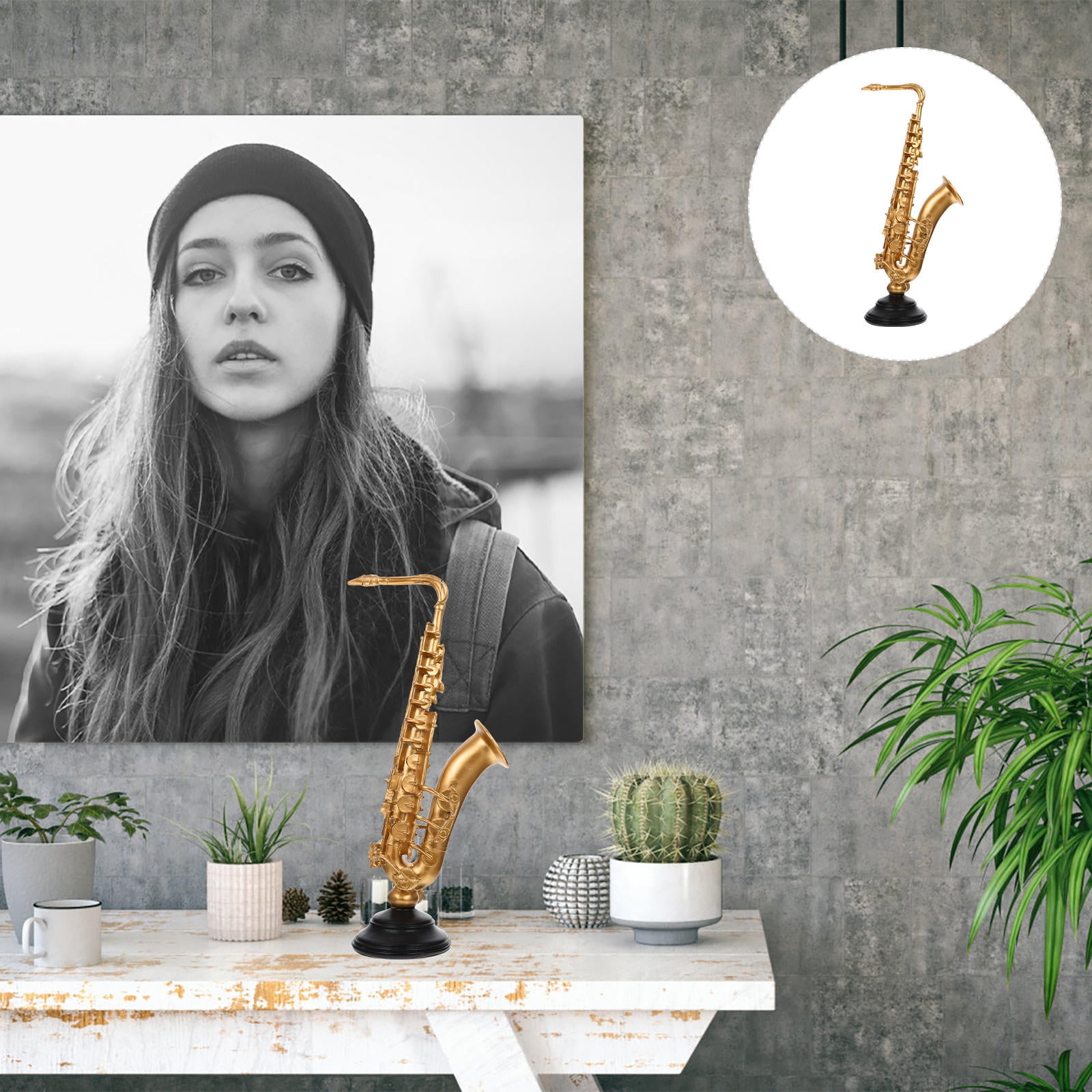 HONMEET Saxophone Player Statue Golden 1Set 14.54x6.68x3.93in - Walmart.com