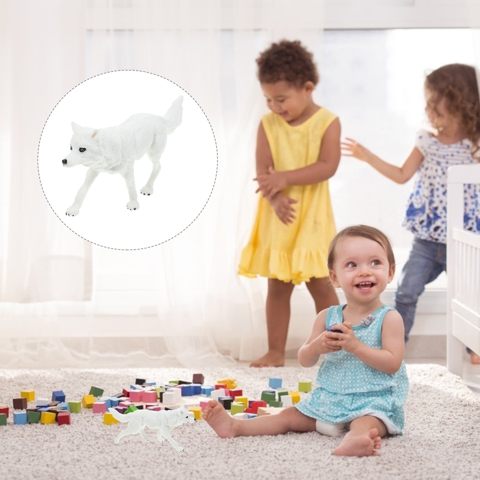 HONMEET 1Pack Wolf Figurine Simulated Animal Model White Plastic ...