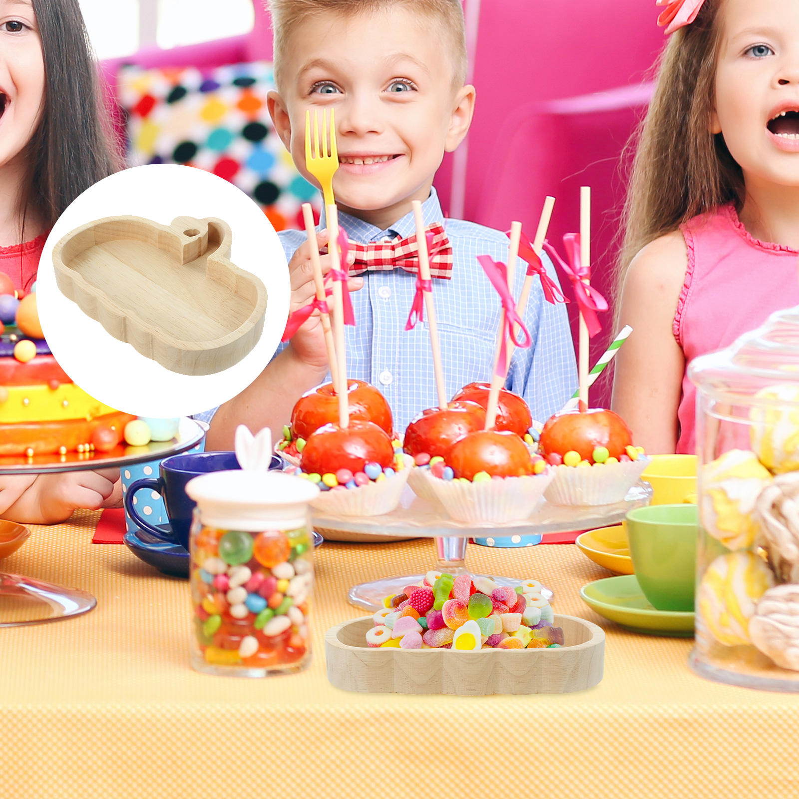 HONMEET 1Pack Wooden Snack Tray Portable And Decorative For Parties ...