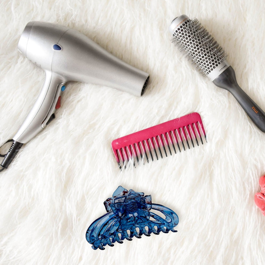 HONMEET 1Pc Blue Resin Hair Claw Stylish Female Hair Grip Decorative ...