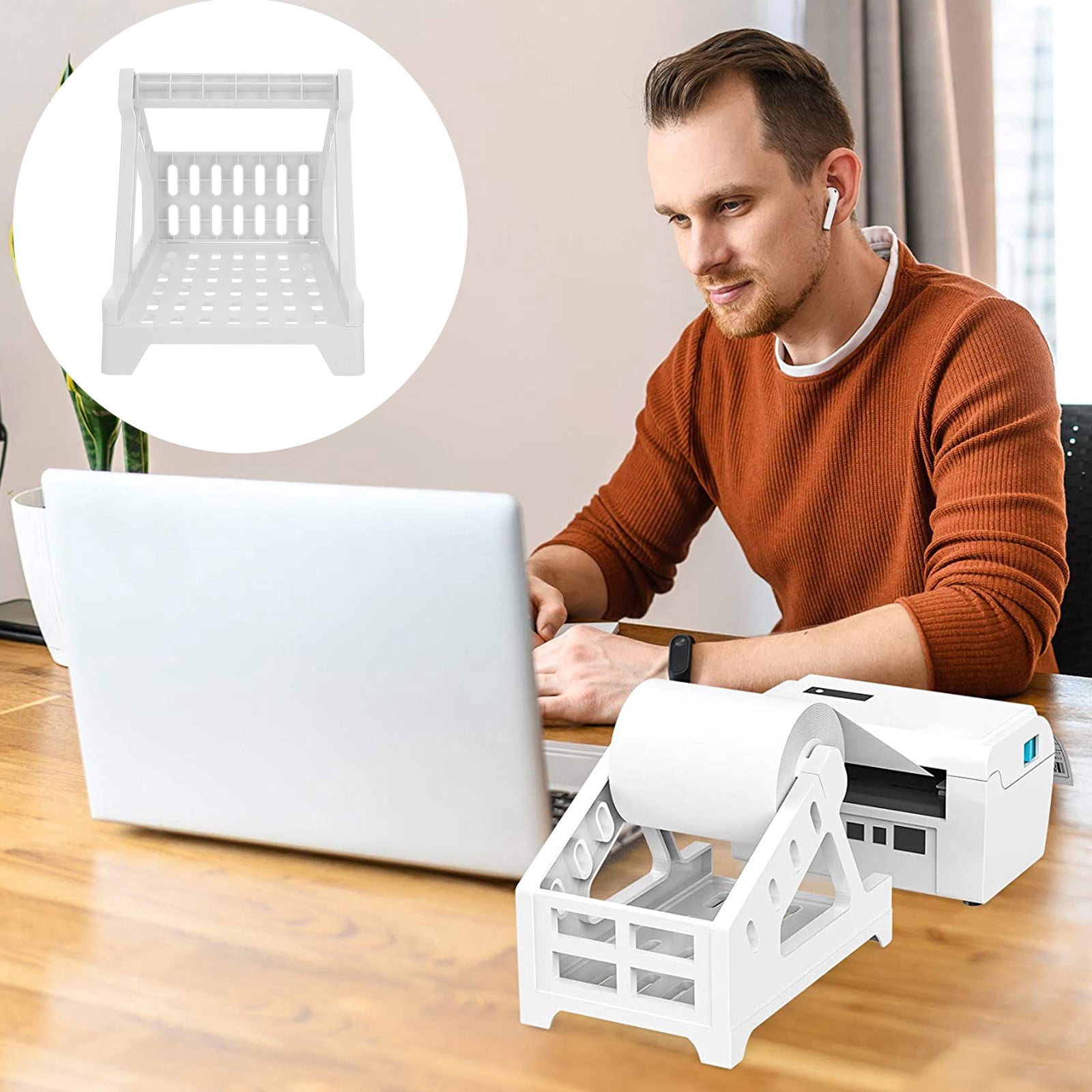 HONMEET White Plastic Label Paper Holder for Desktop Printers, Dual ...