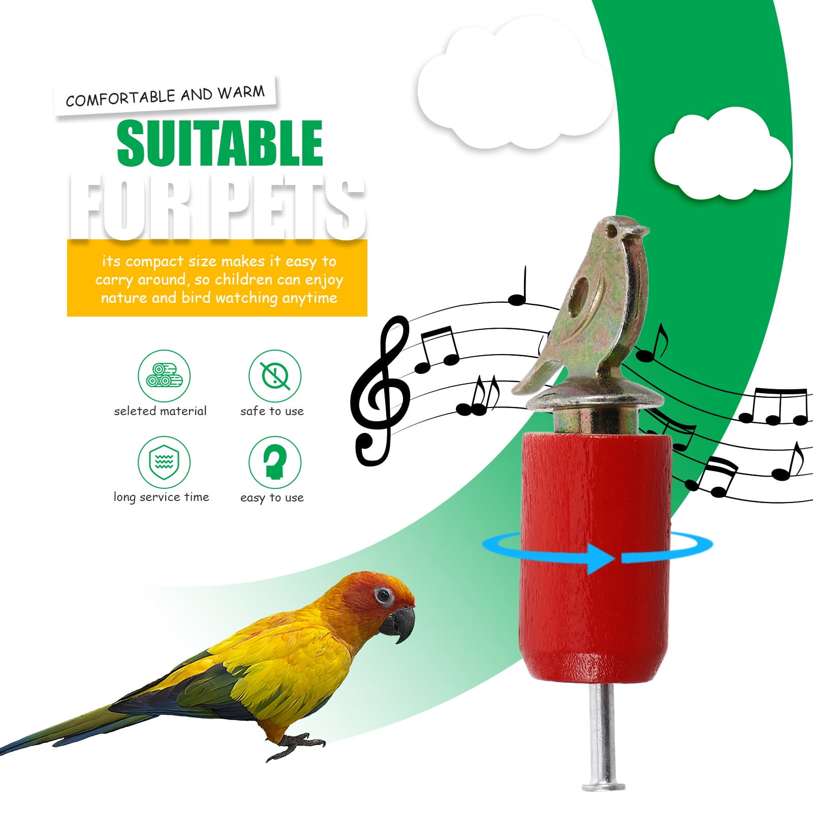 HONMEET Bird Call Whistle Red Metal 1Set 6.5In - Walmart.com