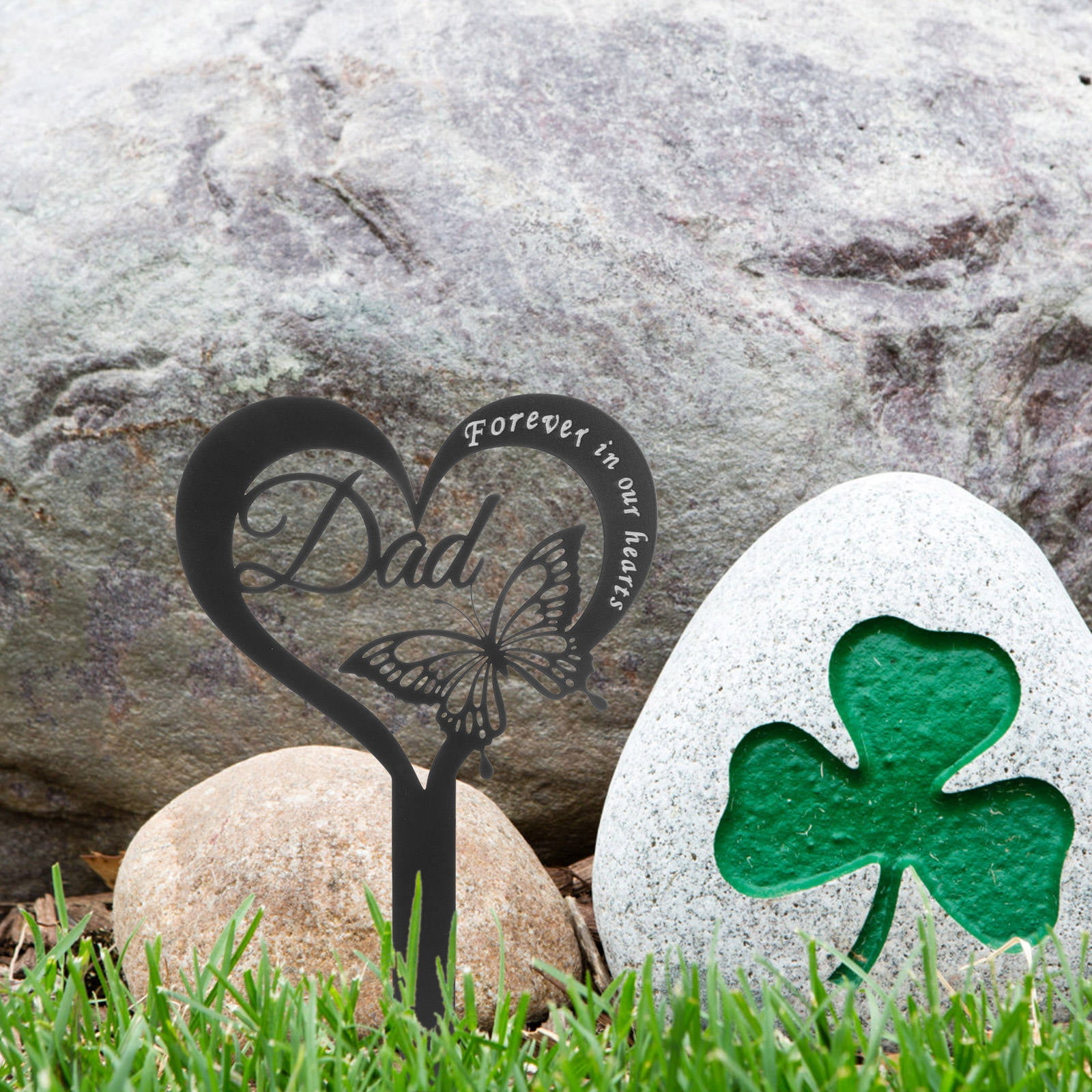 HONMEET Cemetery Decoration Heart Shaped Stake Metal Garden Stake 1Set ...