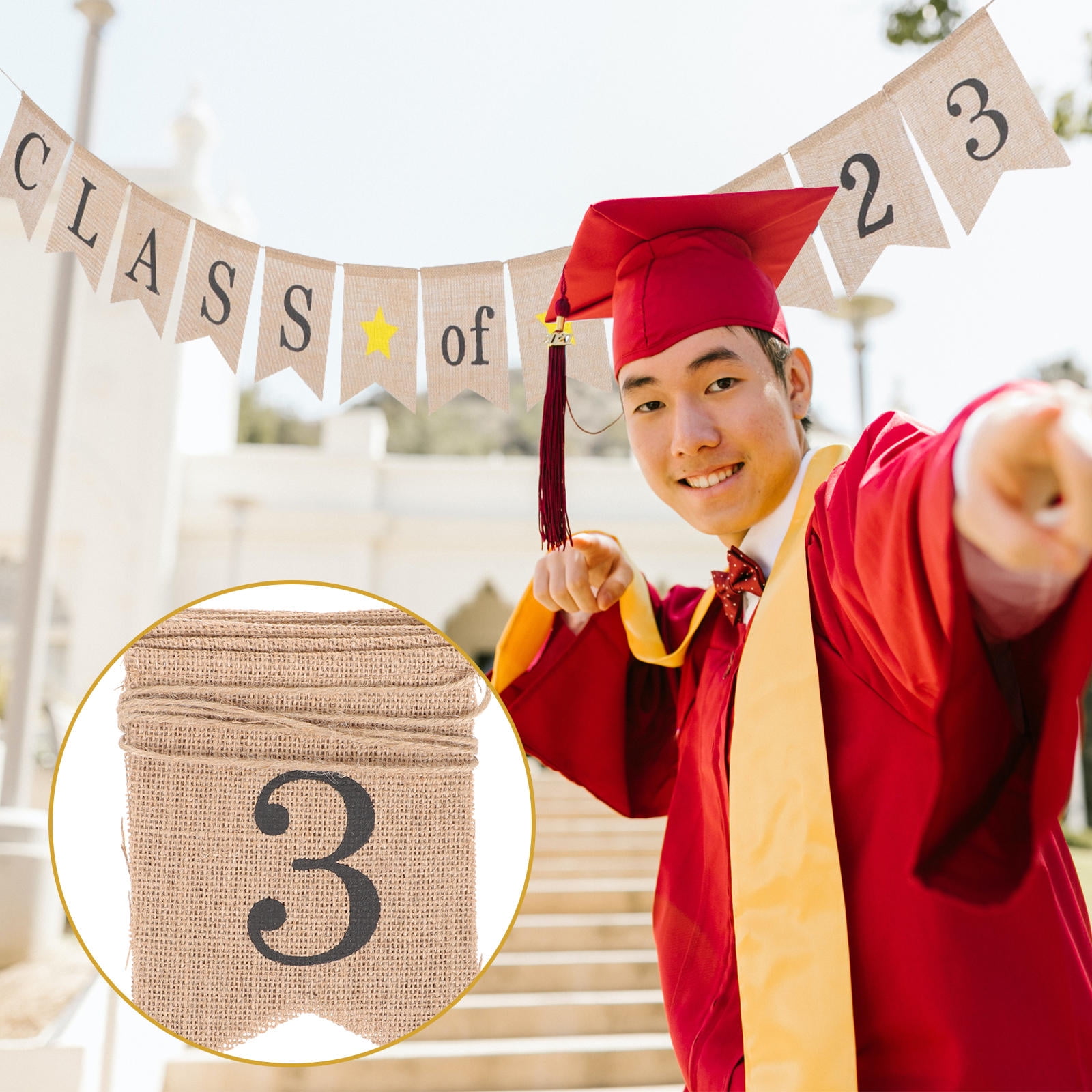 HONMEET Graduation Season Hanging Decor Khaki Triangular Flags Party ...