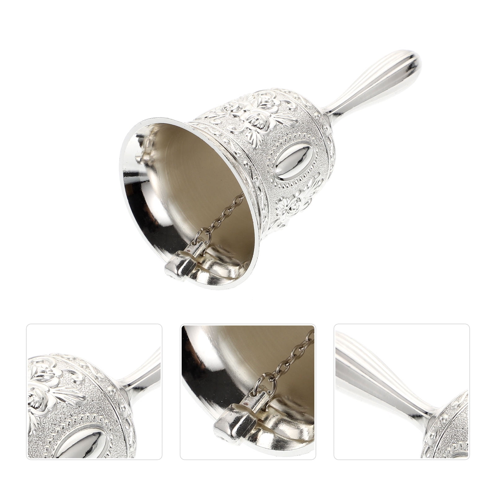 HONMEET 1Pcs Zinc Alloy Hand Bell for Office Desk Call Silver Retro ...