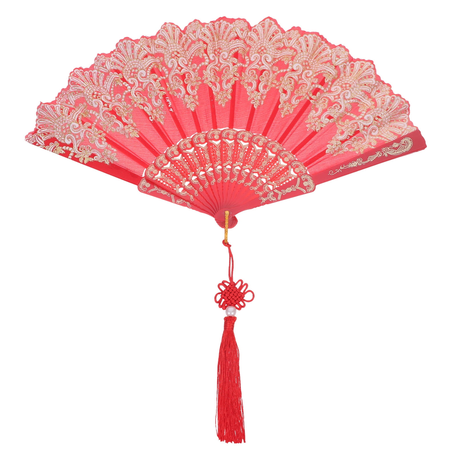 HONMEET 1Pcs Handheld Fan Chinese Style Hand Fan Foldable Red For ...