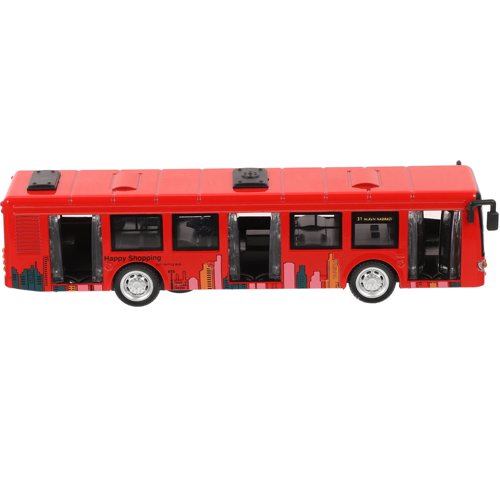 HONMEET Realistic Red City Bus Toy Car Pull Back Educational Toy for ...