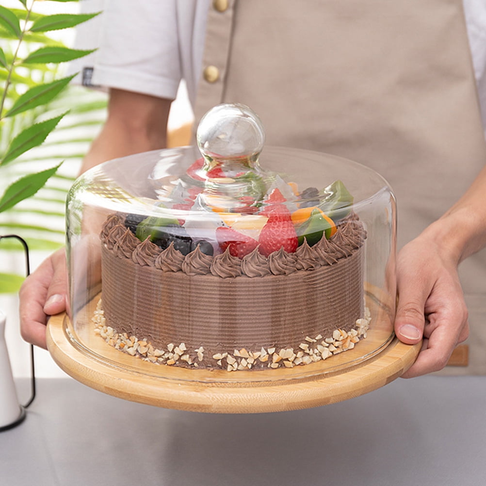 HONMEET Assorted Color Cake Display Plate with Tray and Glass Cover ...