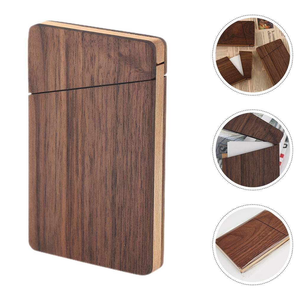 HONMEET Name Card Box Business Card Case Dark Brown 1Pcs - Walmart.com