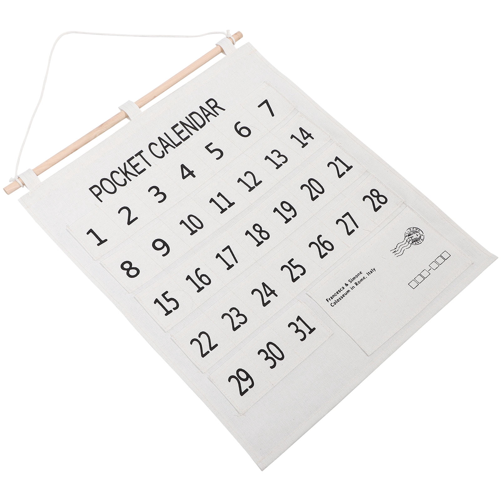 HONMEET Cotton Linen Wall Calendar Pocket Beige for Home Office ...
