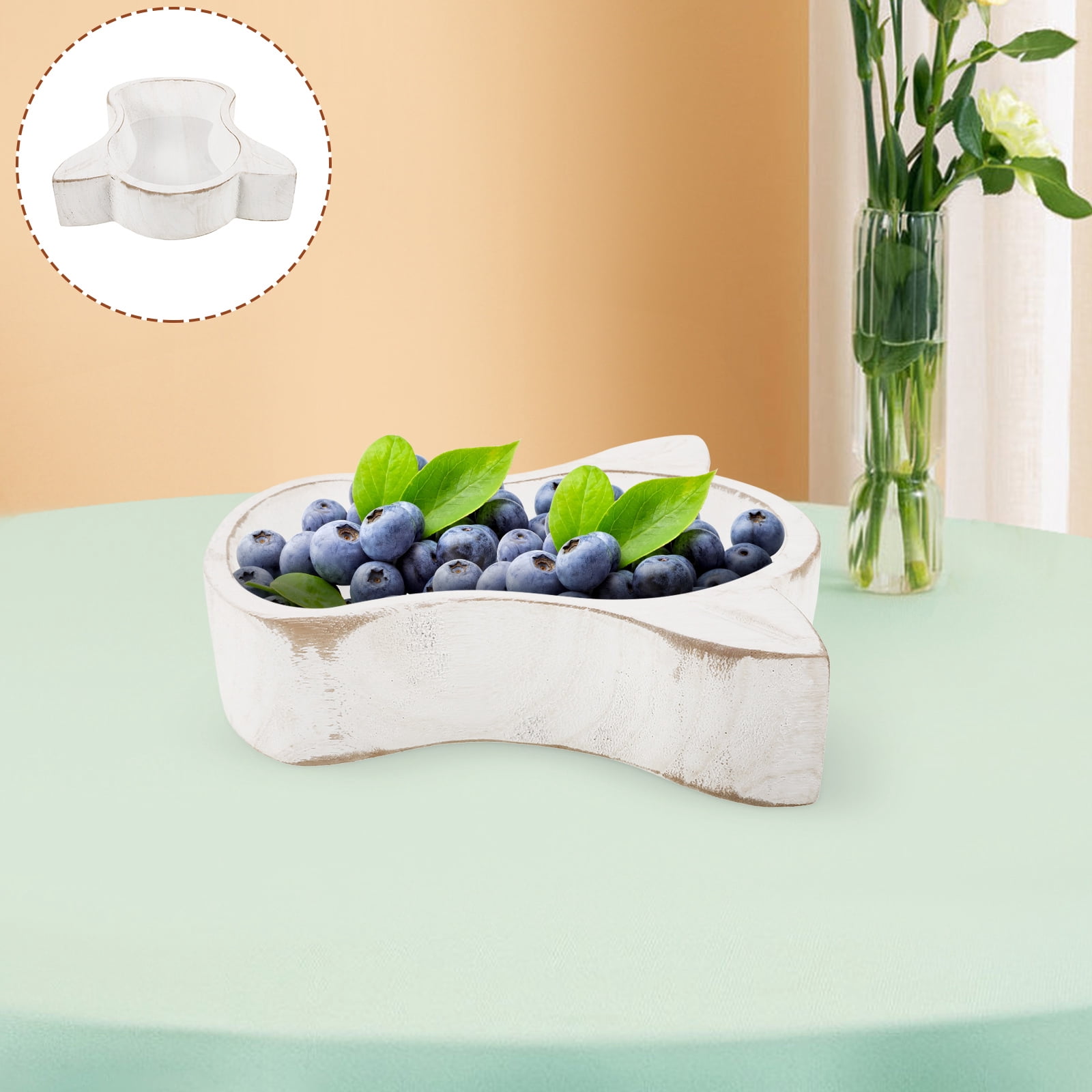 HONMEET White Wooden Cow Bowl Decorative Dish for Home, Kitchen ...