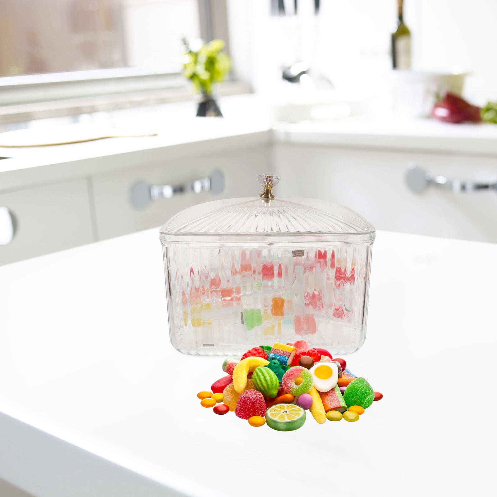 HONMEET Clear Plastic Candy Jar with Lid, Wide Mouth Snack Storage ...