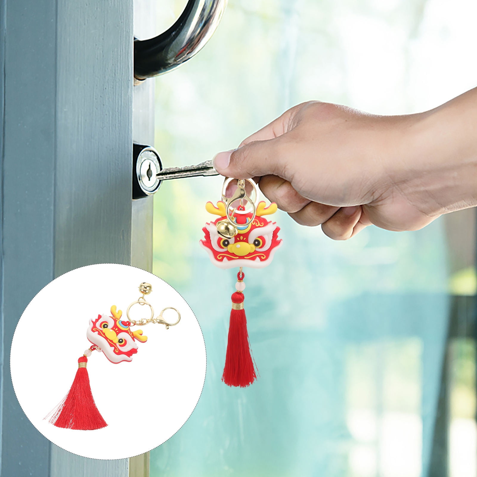HONMEET 1Set Hanging Dragon Keychain Zodiac Design Metal Key Attachment ...