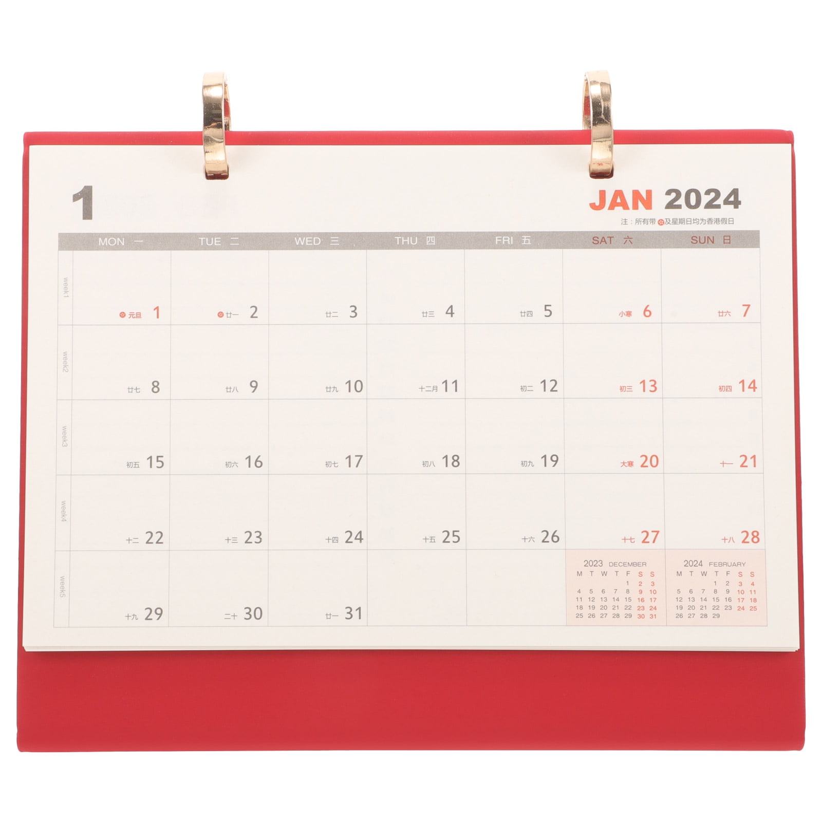 HONMEET Red Desktop Calendar Manual Date Display, Home Office Desk ...