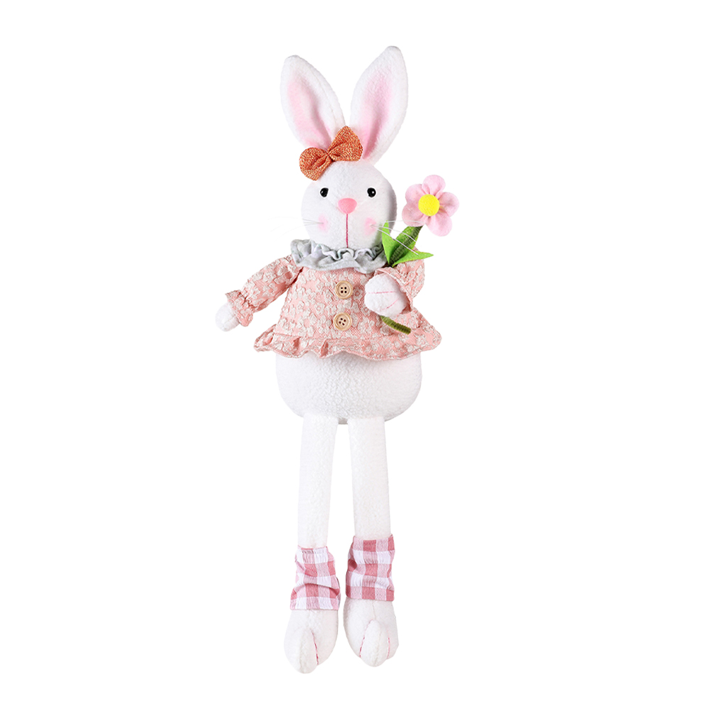 HONMEET 1Set Realistic Stuffed Bunny Pink Cloth and Plush Sitting for ...