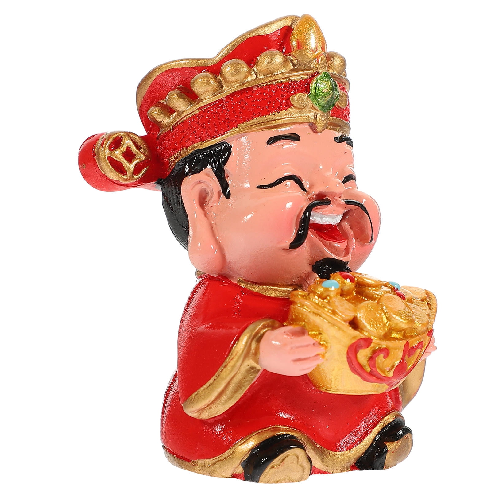 HONMEET Chinese Fortune Statue Wealth Statue Red Resin 1Set 2.7X1.6in ...