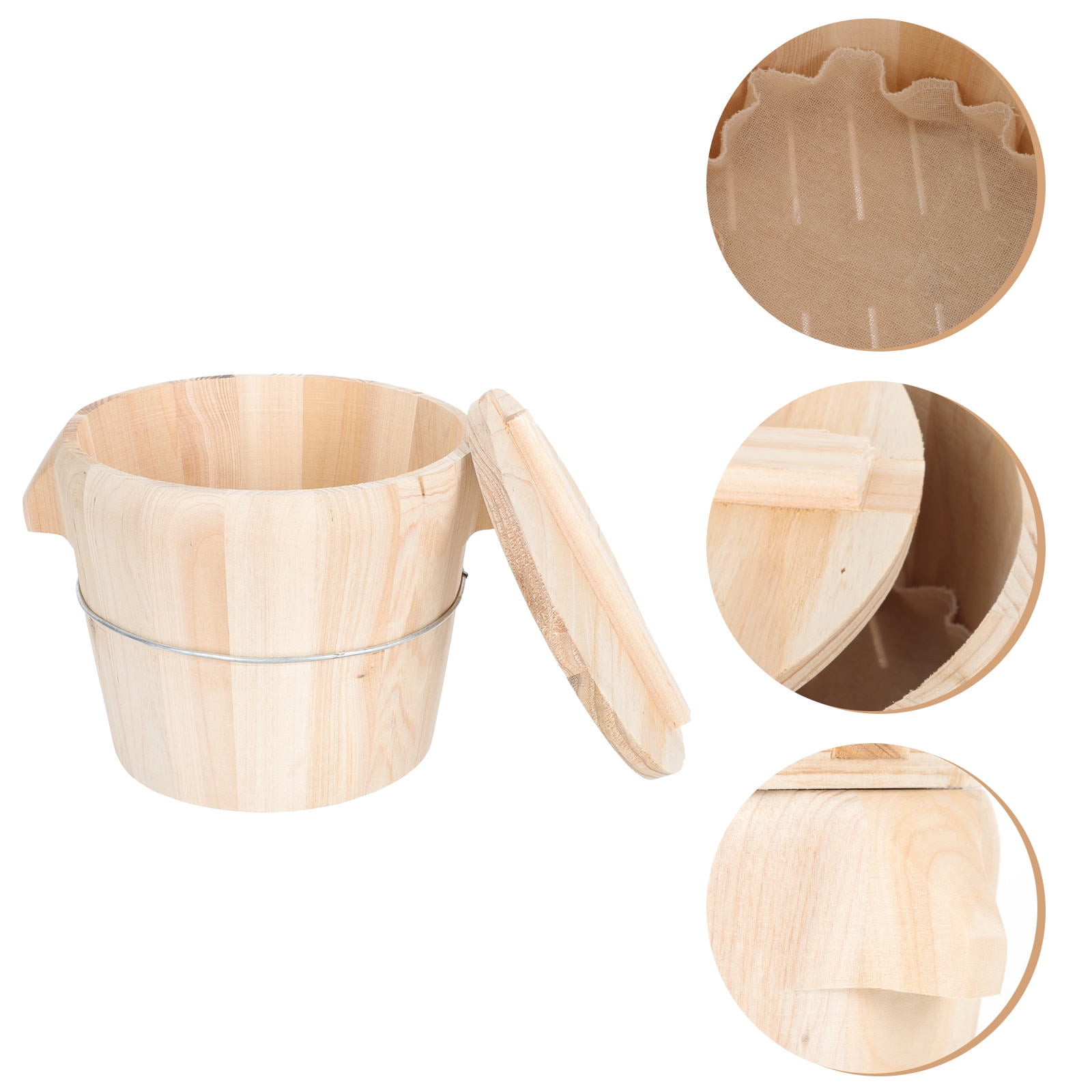 HONMEET Cylindrical Wooden Rice Container for Professional Cooks and ...
