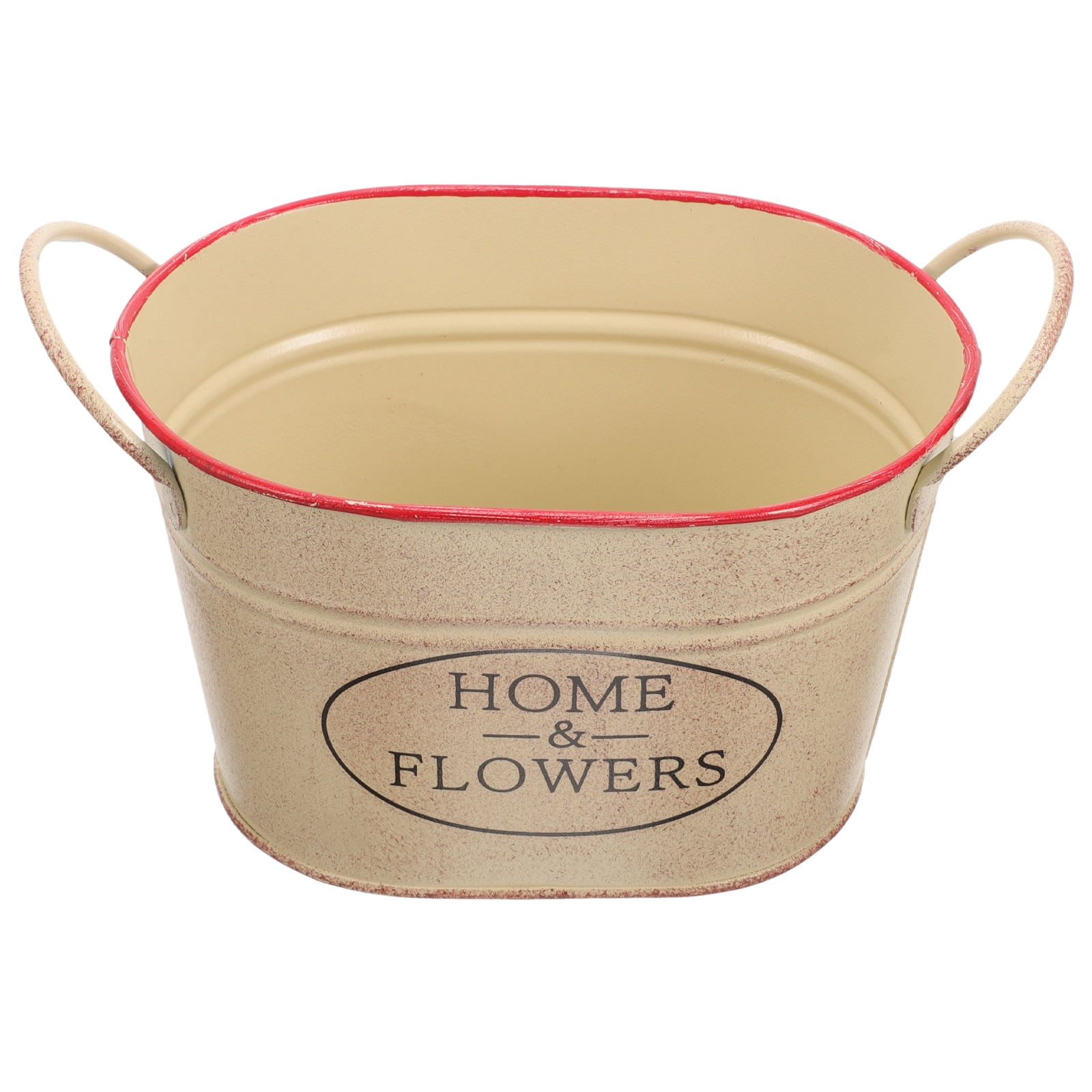 HONMEET Metal Flower Buckets Flower Holder Beige Galvanized Iron 1Set ...
