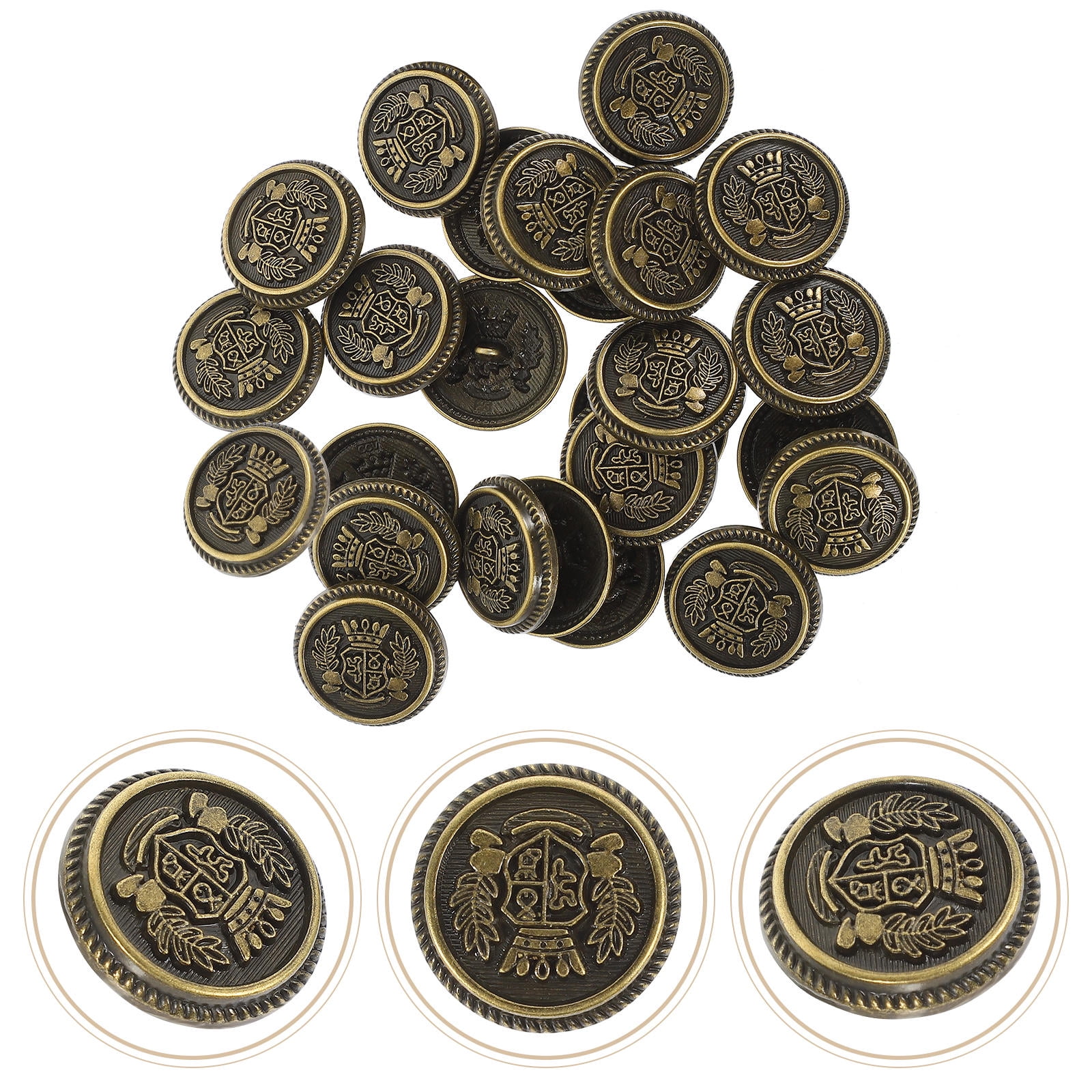 HONMEET 20Pcs 1X1in Brown Round Alloy Buttons for Multipurpose Sewing ...