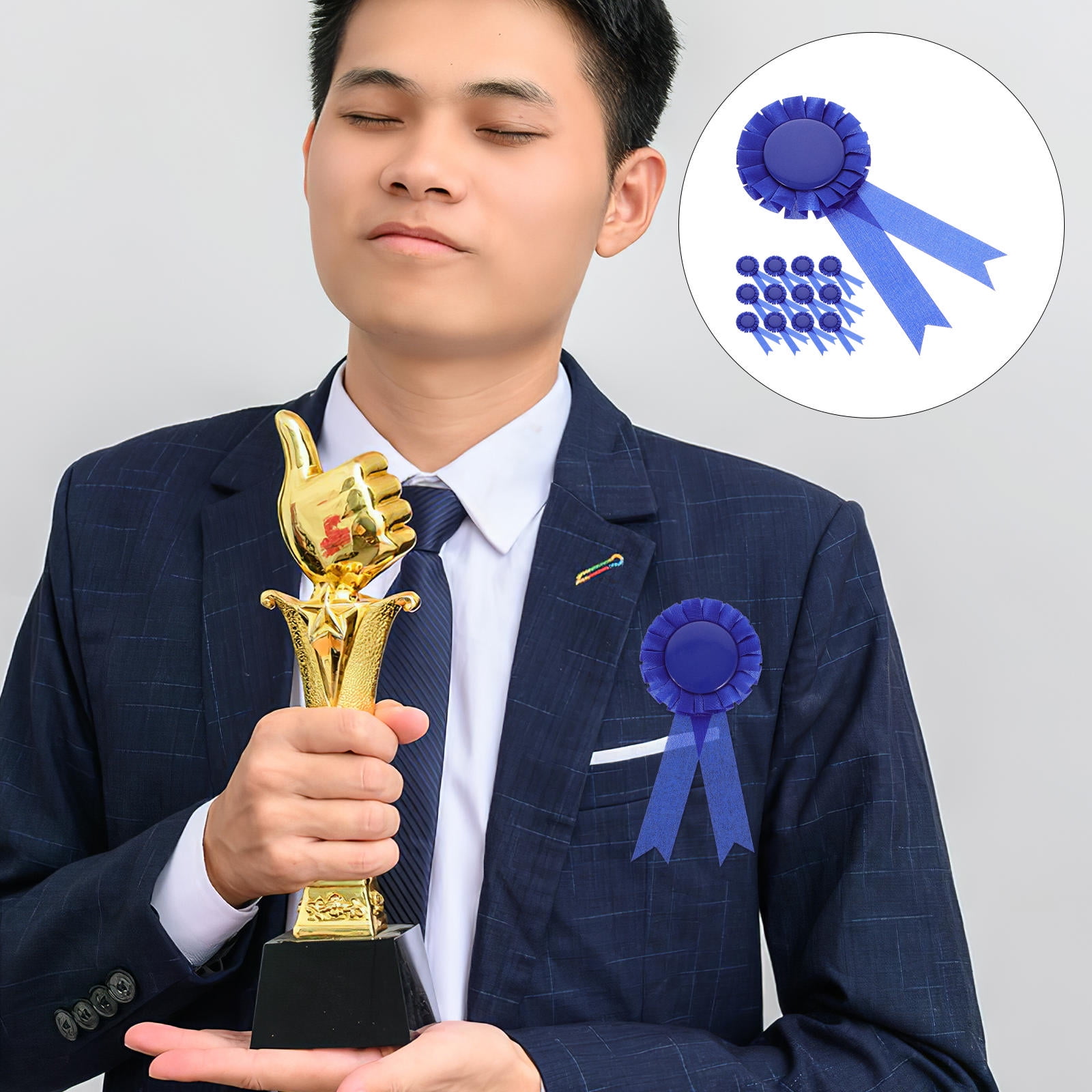 HONMEET 20Pcs Blue Tinplate Blank Award Ribbons for Diy Round Square ...