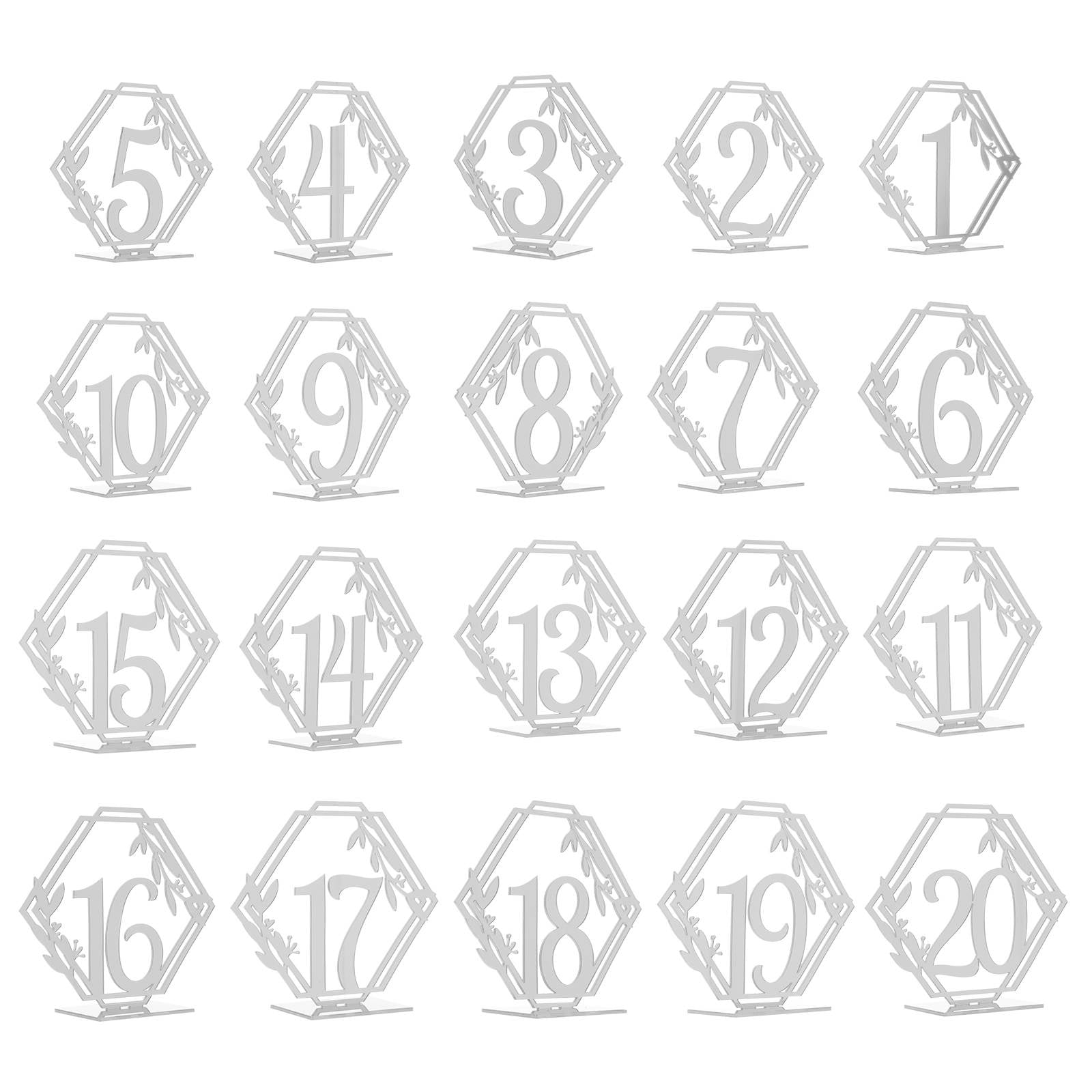 HONMEET Reception Table Numbers Acrylic Wedding Decor 20Pcs 4.6X3.9X1 ...