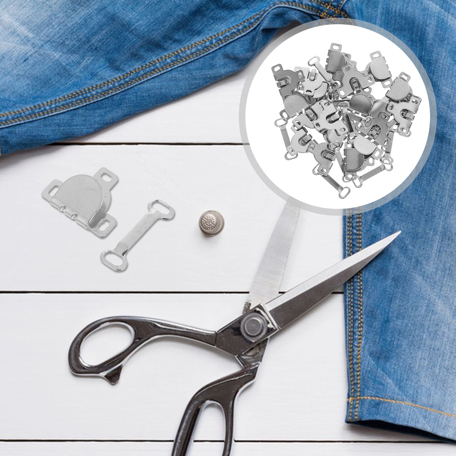 HONMEET Invisible Metal Hook Closures for Sewing Silver Fasteners 20Pcs ...