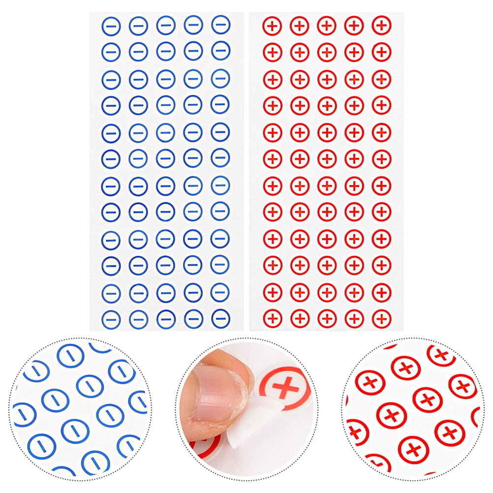 HONMEET 240Pcs Red Blue PVC Power Polarity Stickers for Polarity ...