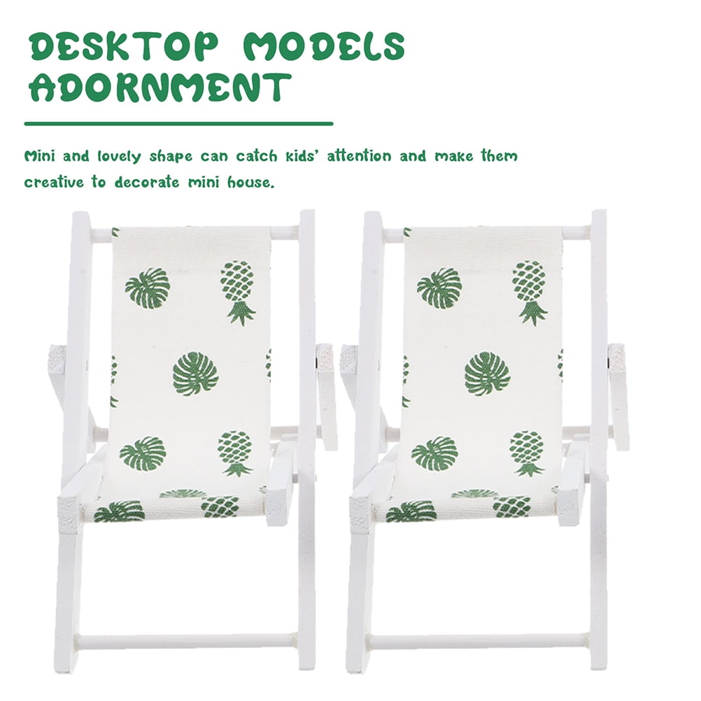 HONMEET 2Pack Mini Foldable Beach Chair Dollhouse Furniture Green Wood ...